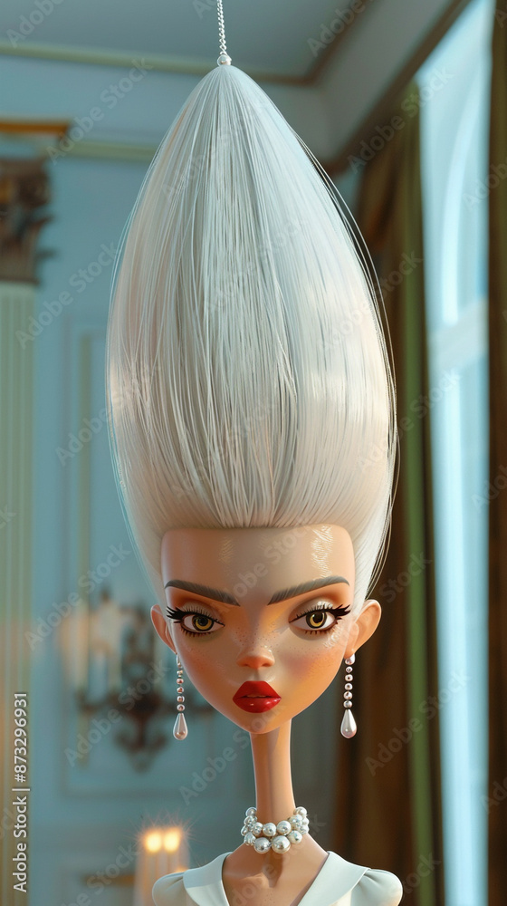 white animated cartoon type lady with tall skinny bee-hive haircut ...