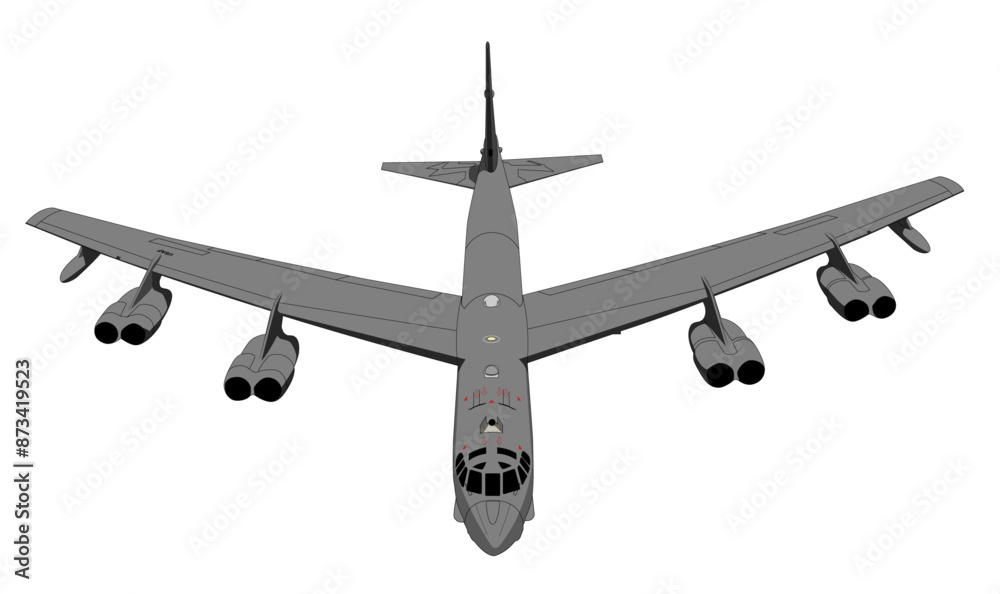 B-52 American Bomber Front View Vector Drawing Stock Vector | Adobe Stock