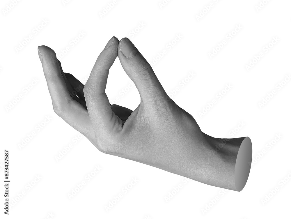 Index finger and thumb pinch gesture, holding something little, tiny ...