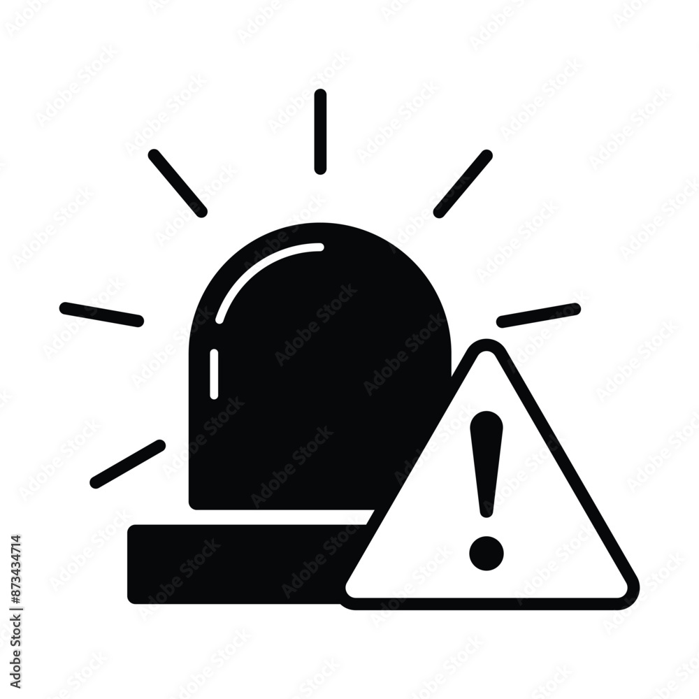 Emergency siren icon collection. Important message or alert, ambulance ...