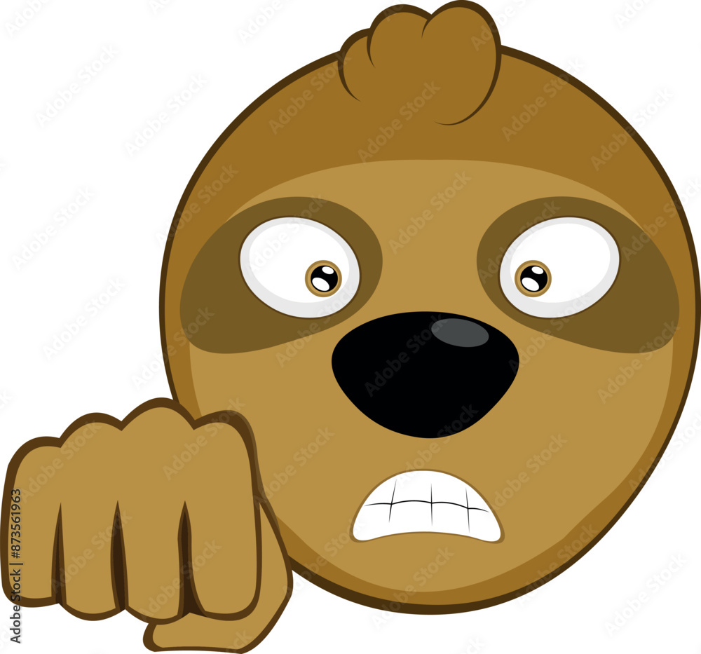 vector illustration face bear sloth character animal cartoon, with an ...
