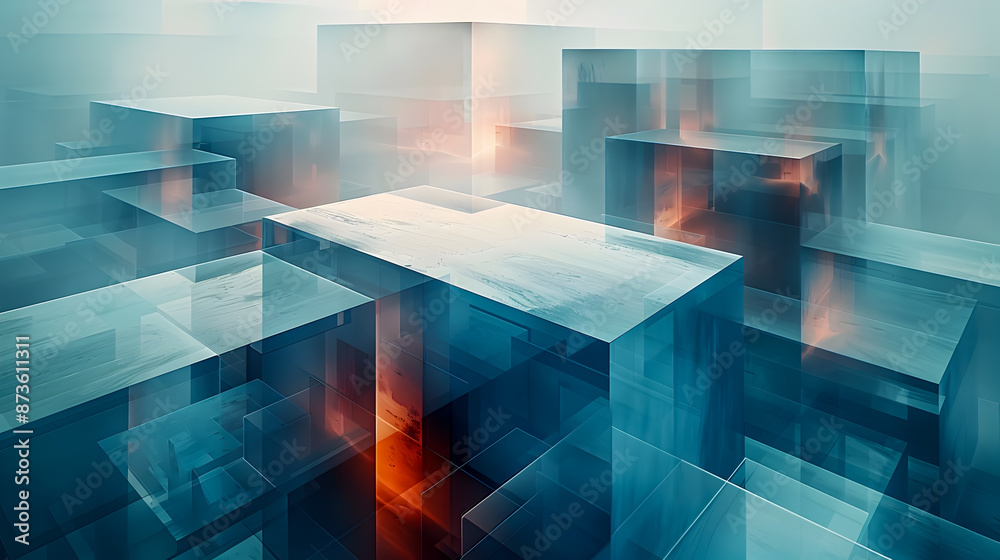 Minimalist modern geometric composition of overlapping transparent ...