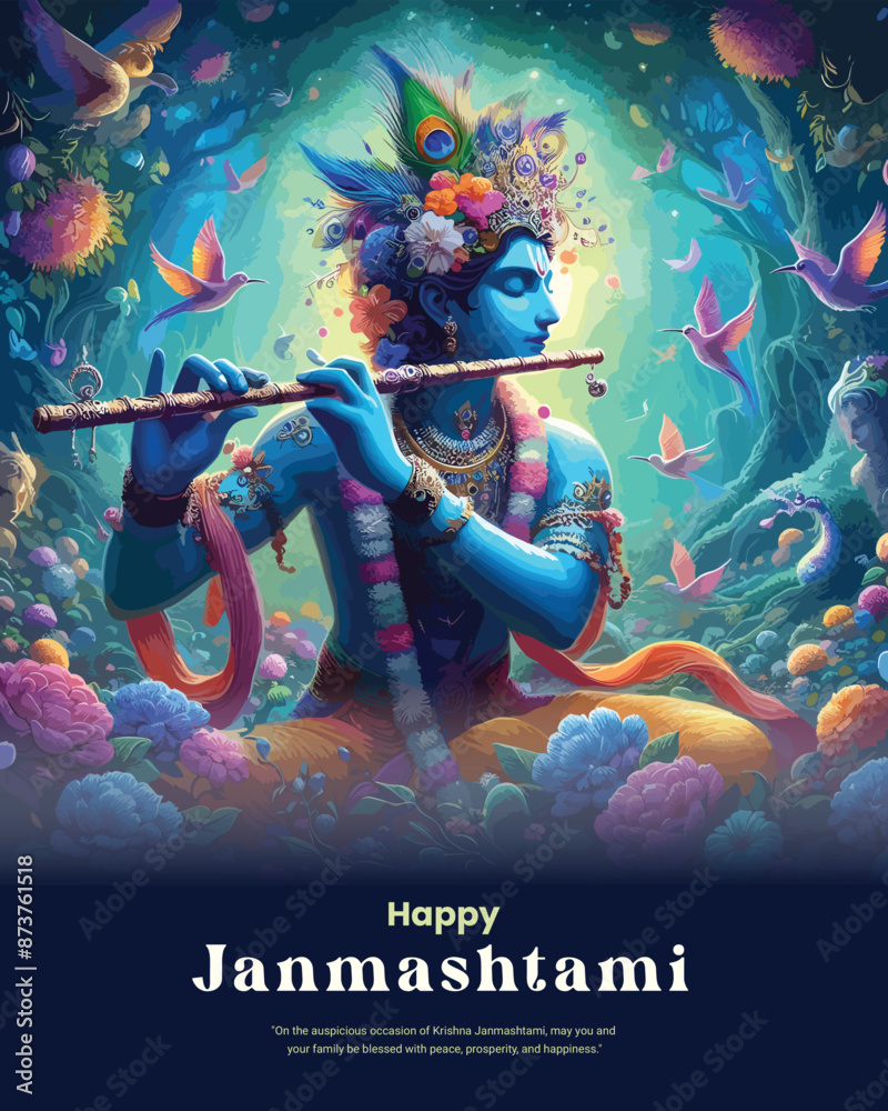 Happy Krishna Janmashtami celebration Indian festival social media post ...