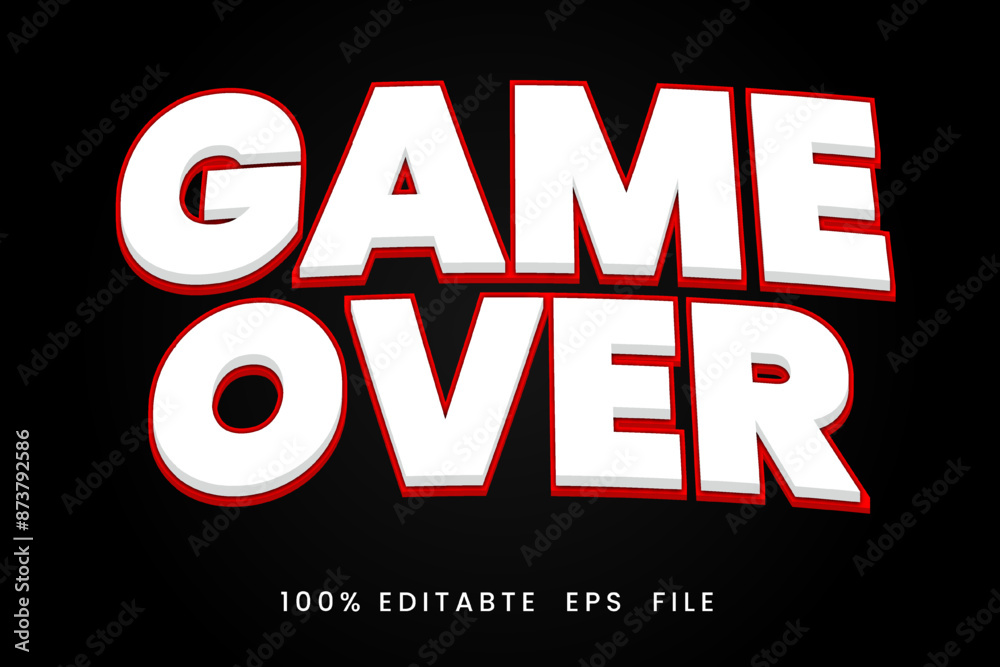 vector game over 3d text effect Fully Editable. Stock Vector | Adobe Stock