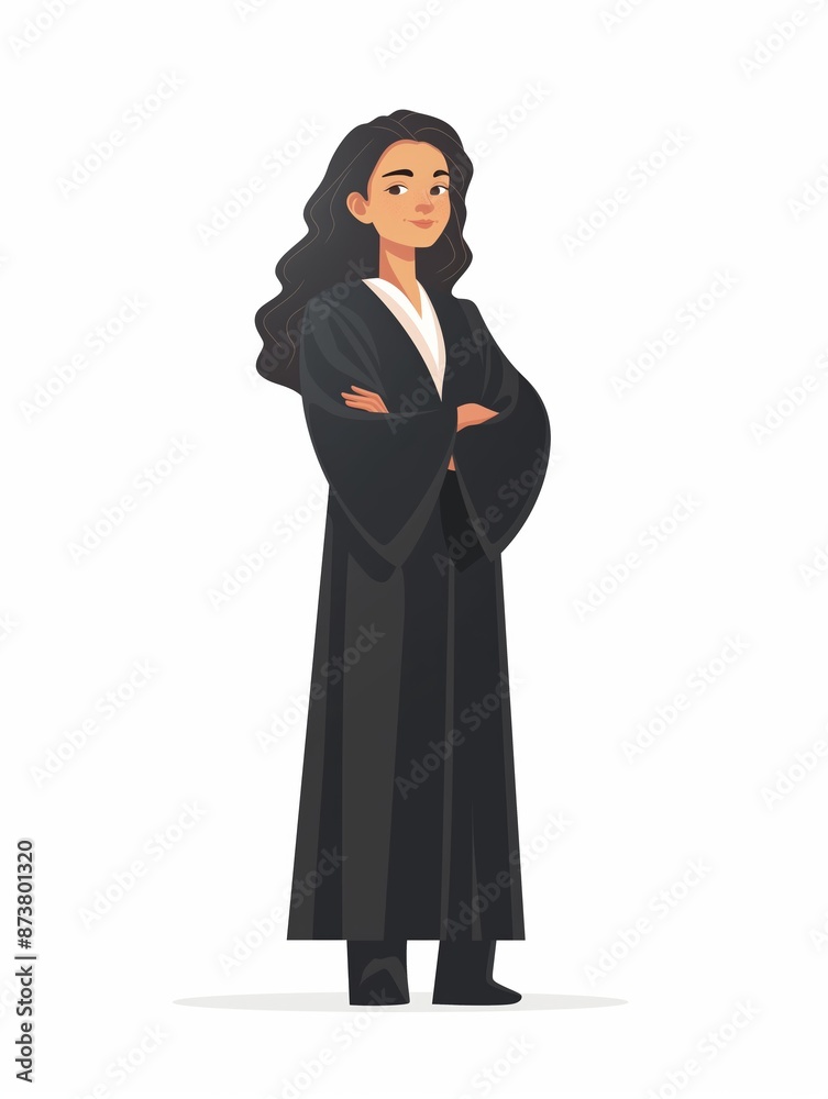 Judge female, Full body character, Vector illustration, Clip art ...