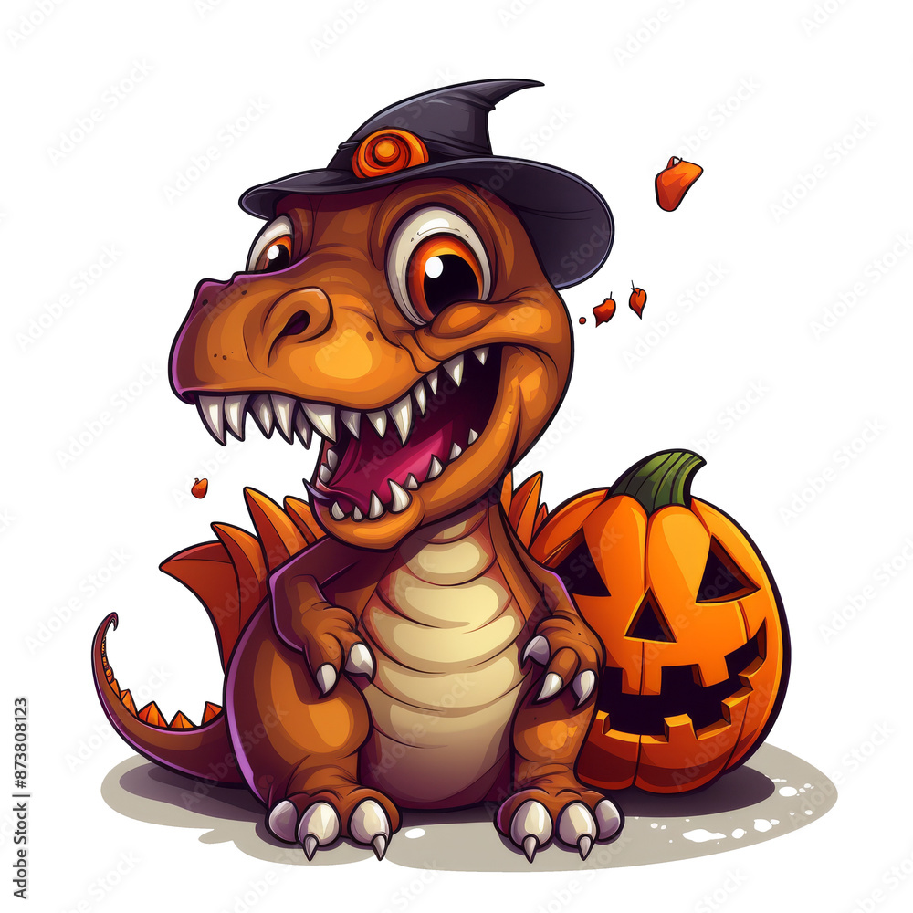 Cartoon Halloween themed dinosaur isolated on transparent background ...