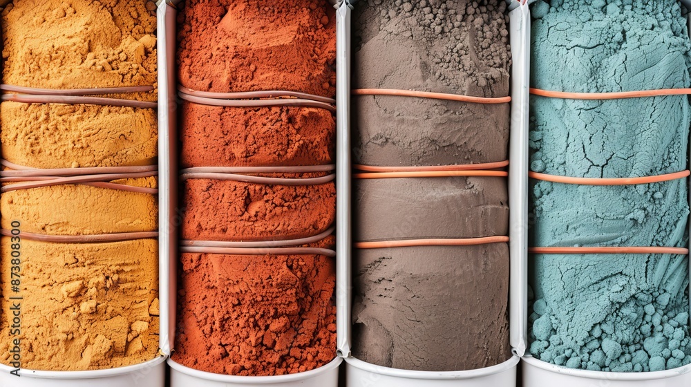 Dynamic image of various mortar compounds, displaying different blends ...