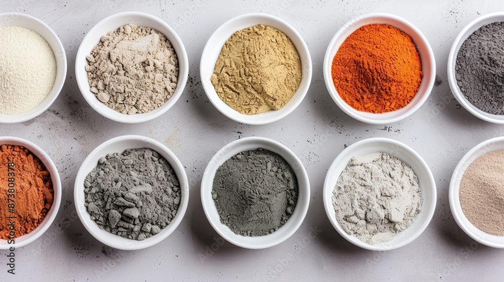 Dynamic image of various mortar compounds, displaying different blends ...