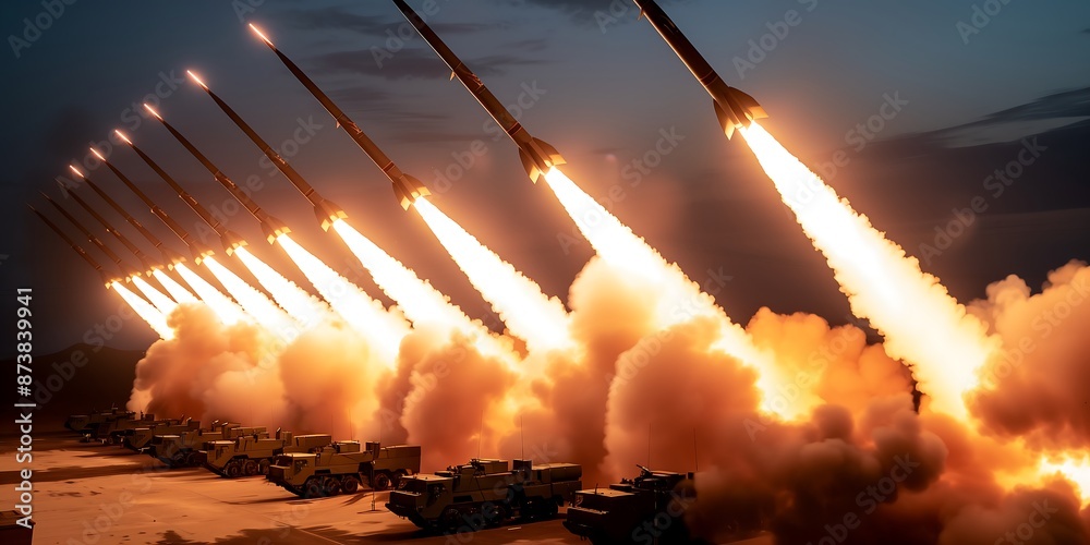 Multiple Rockets Launching Simultaneously During Intense Nuclear ...