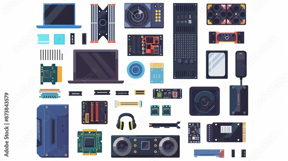 Collection of computer components, PC and laptop parts such as power ...