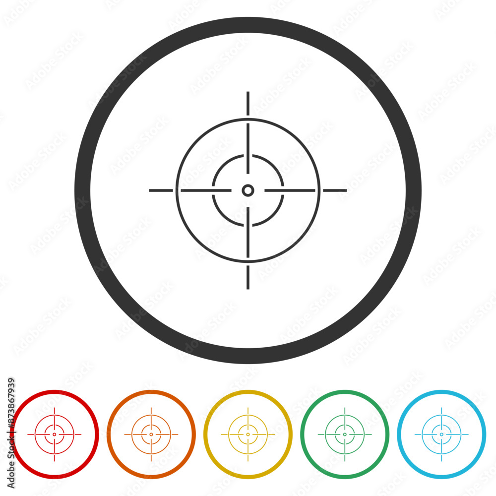Crosshair icon. Set icons in color circle buttons Stock Vector | Adobe ...