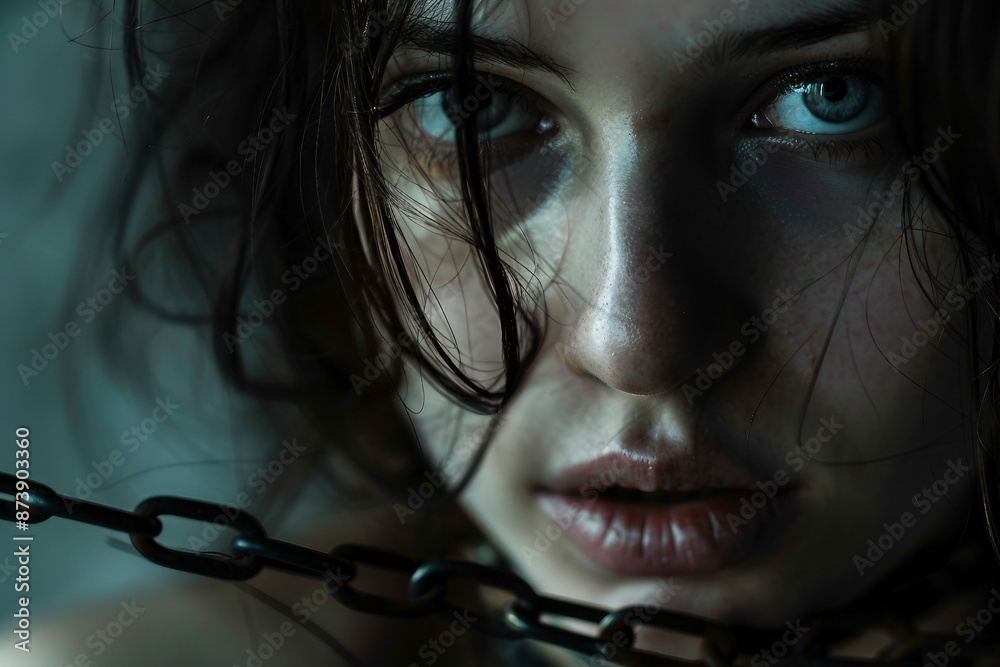 Generative AI conceptual image photo hostage prisoner person in cage ...