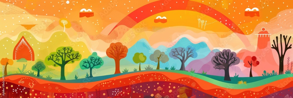 Australian Trees. Aboriginal Dreamtime Creation: Rainbow Serpent ...