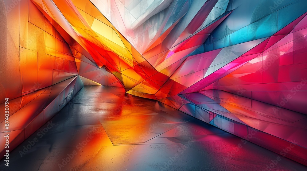 Design a dynamic composition with angular lines and sharp edges ...