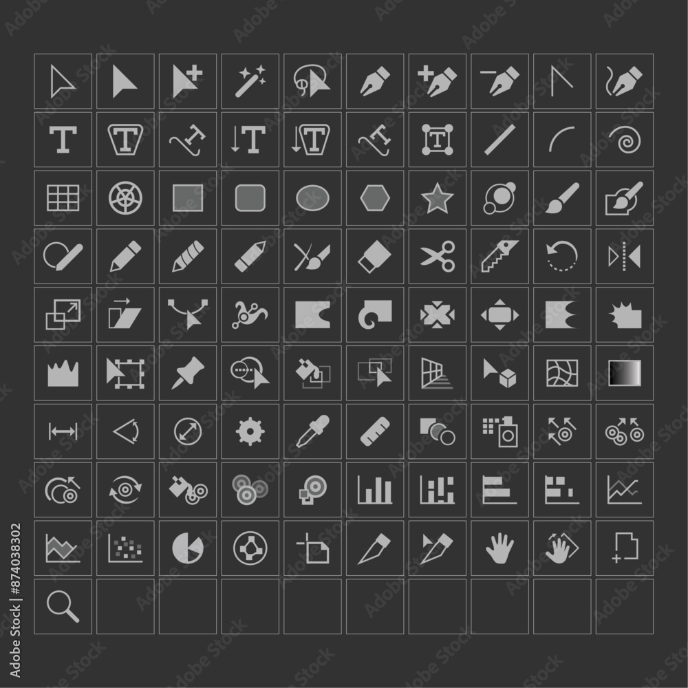 Vetor illustrator app toolbar icon, photoshop app toolbar icons do Stock | Adobe Stock