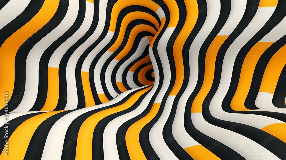 Produce an optical illusion artwork with complex patterns and geometric ...
