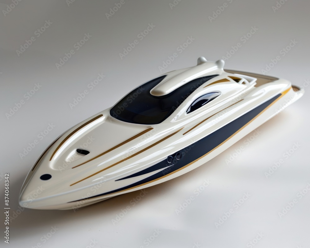 Sleek and stylish white and gold remote control toy speedboat for ...