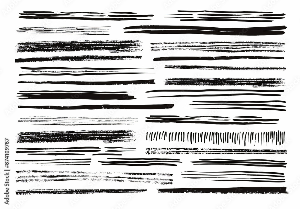 Black hand drawn lines form a simple straight line pattern with ...