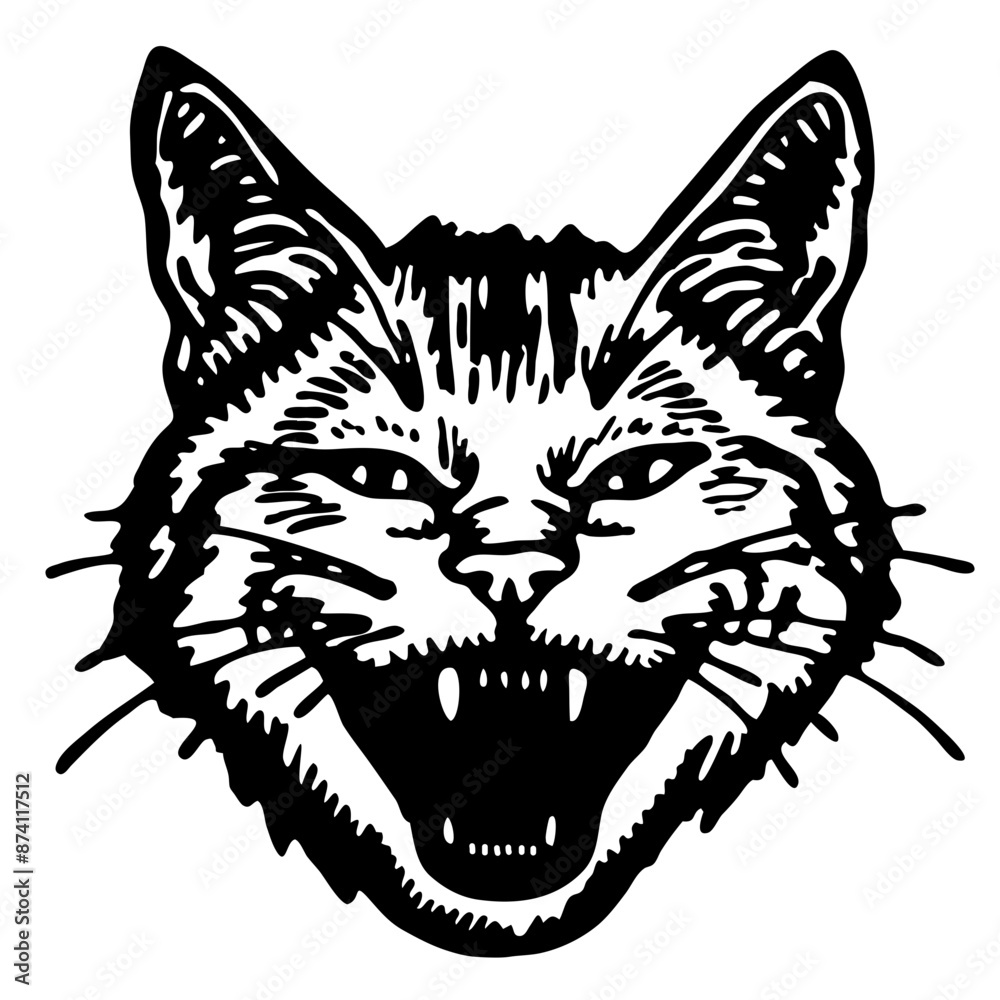 Laughing Cat head SVG vector transparent background PNG clipart Stock ...