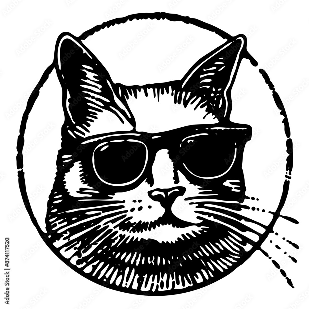 Cool Cat head with sunglasses SVG vector transparent background PNG ...