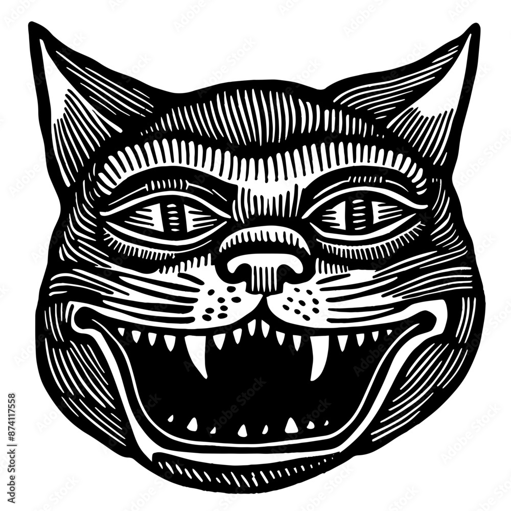 Laughing Cat head SVG vector transparent background PNG clipart Stock ...