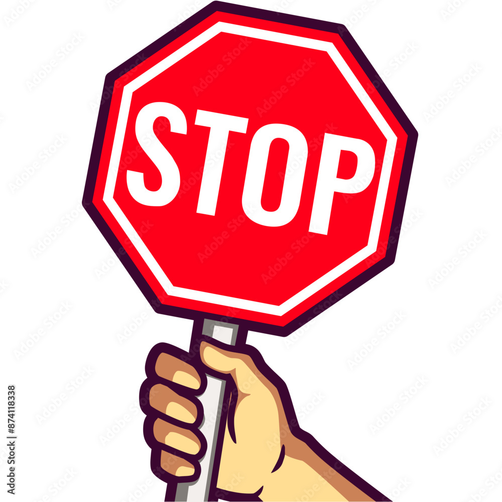 stop hand sign cartoon emote Stock Vector | Adobe Stock