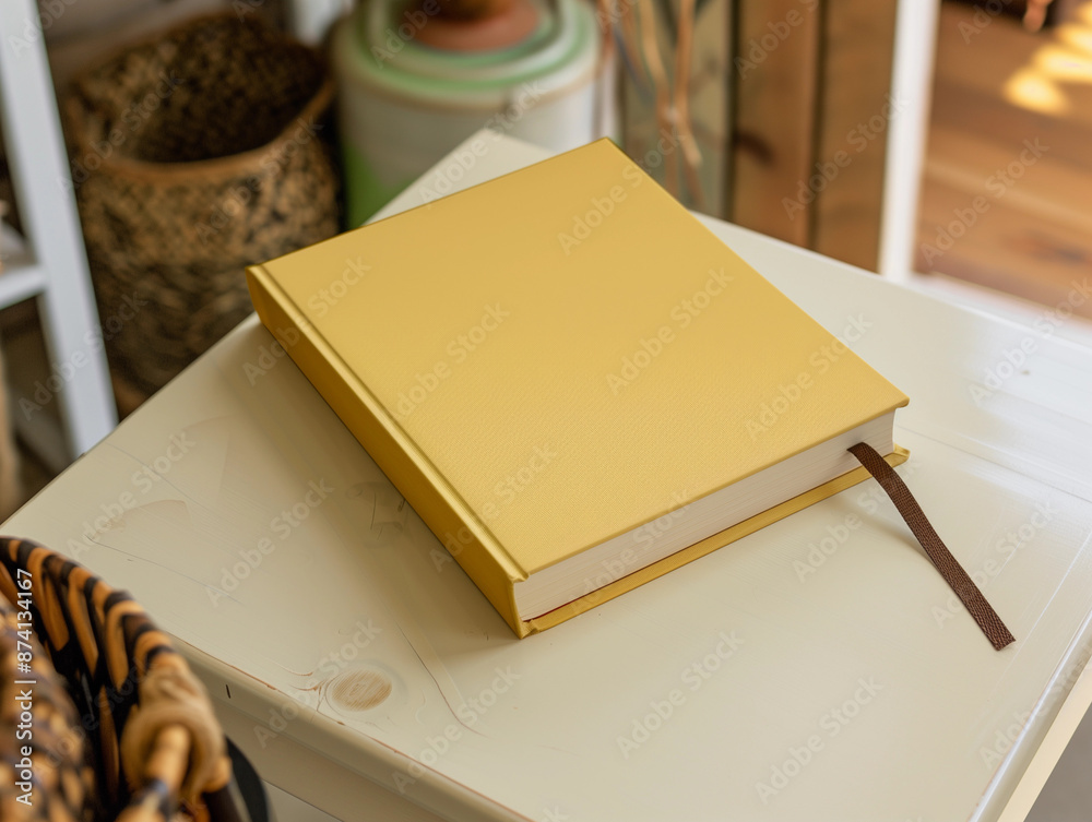 Retro yellow blank hardcover front cover book mockup template lux ...