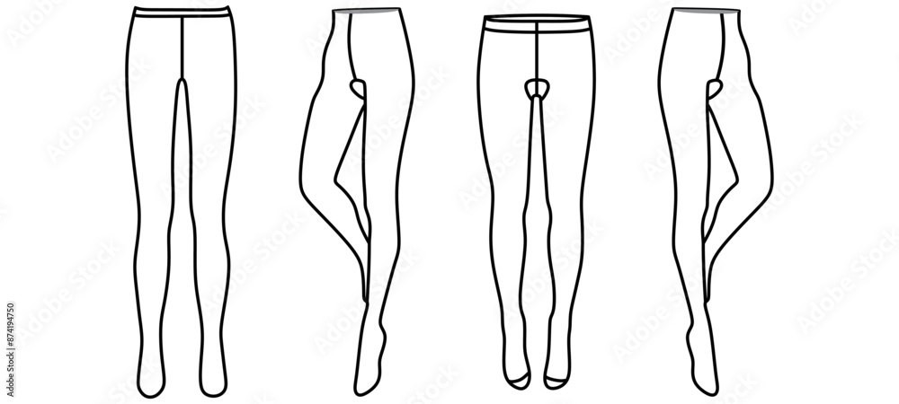Tights leggings Pants design flat sketch vector illustration drawing ...