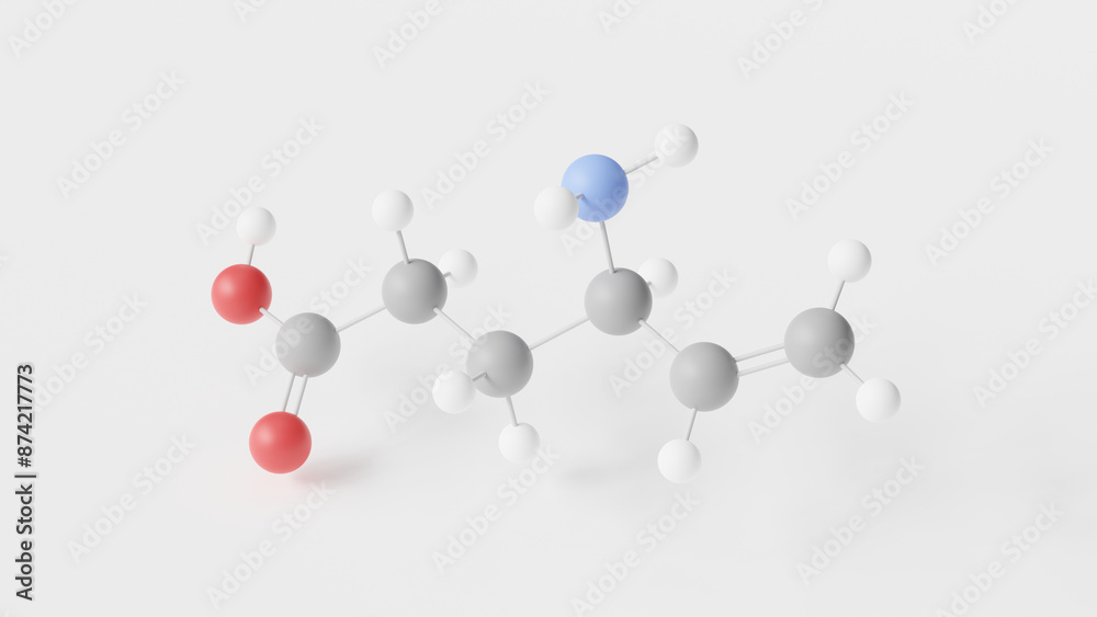 vigabatrin molecule 3d, molecular structure, ball and stick model ...