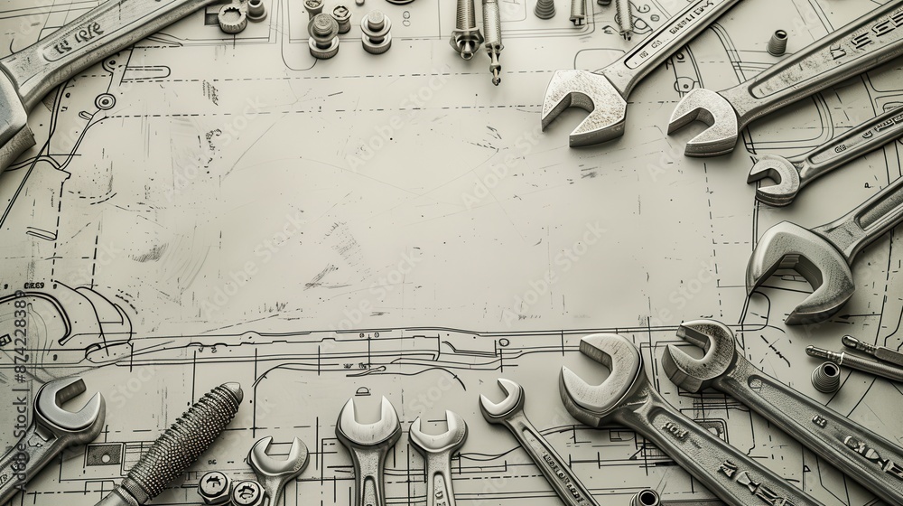 Ilustración de Stock Assorted Mechanical Tools and Wrenches on Detailed ...