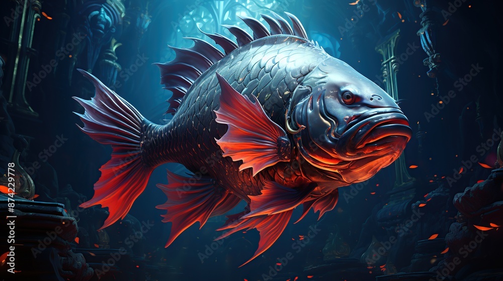 weird and creepy fish in the water, mysterious underwater creature ...