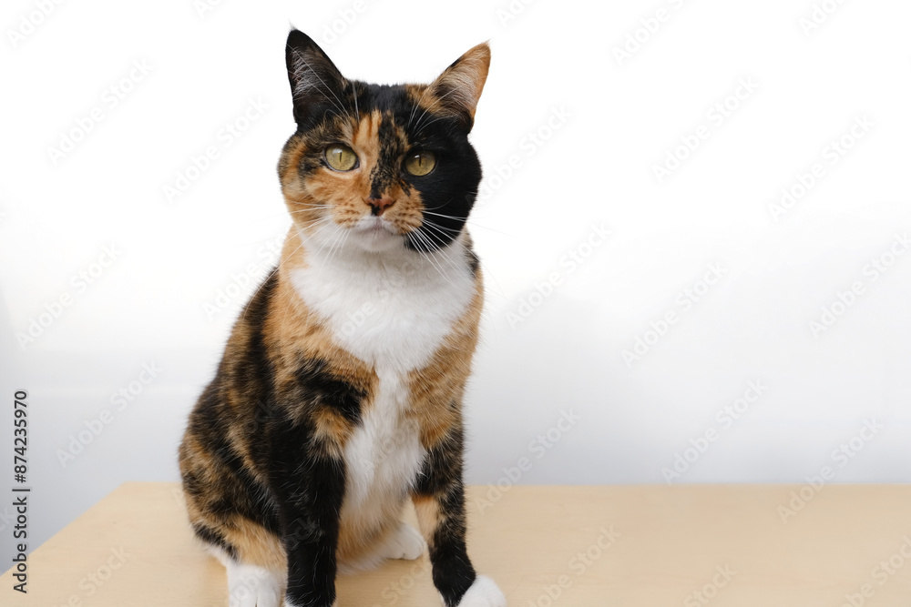 beautiful brown three colors adult domestic tortoiseshell, chimera cat ...