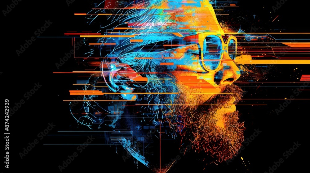 vector sticker art, vectorcore, blacklight paint style, vibrant colors ...