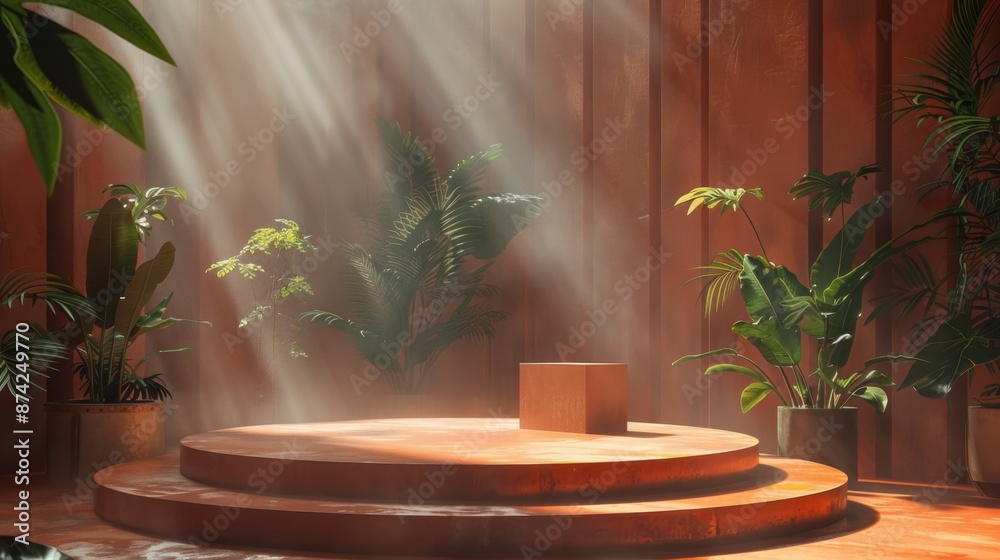 Stage design background for product display, exhibition stand, booth ...