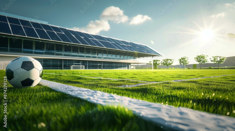 Foto de Stock green grass sport soccer football energy cell renewable ...