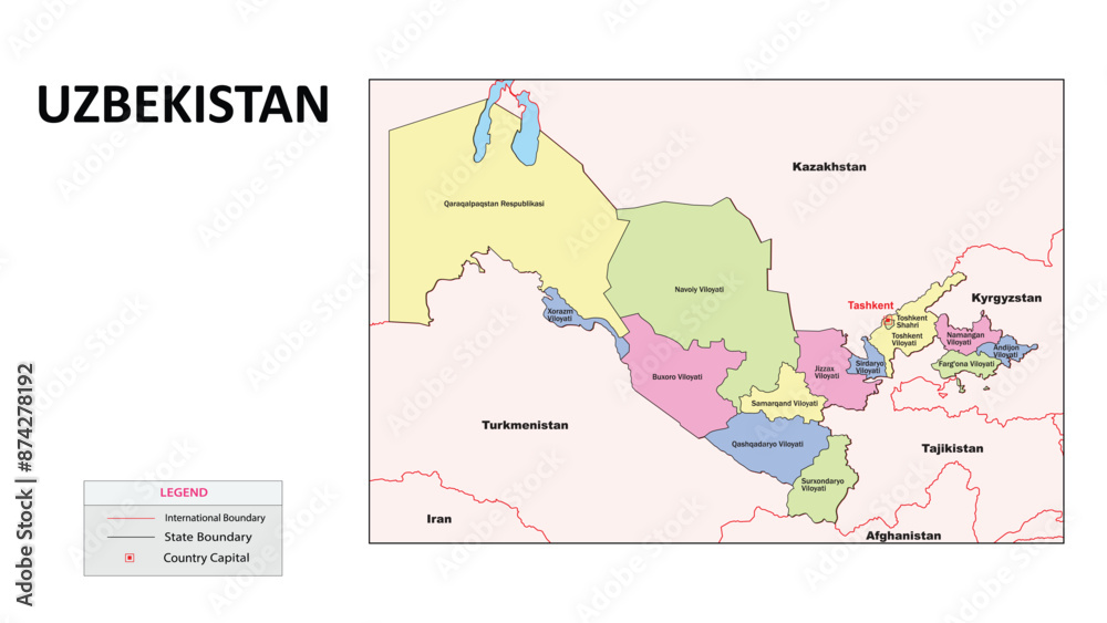 Стоковое векторное изображение «Uzbekistan Map. State and union ...