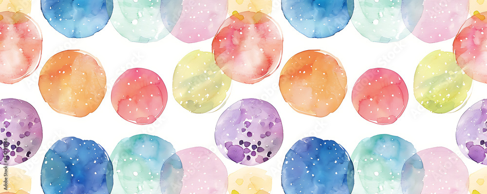 Pastel cirle watercolor rainbow geometric dot shape simple repeat ...