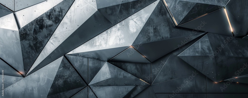 A futuristic metal texture with overlapping layers of angular panels ...
