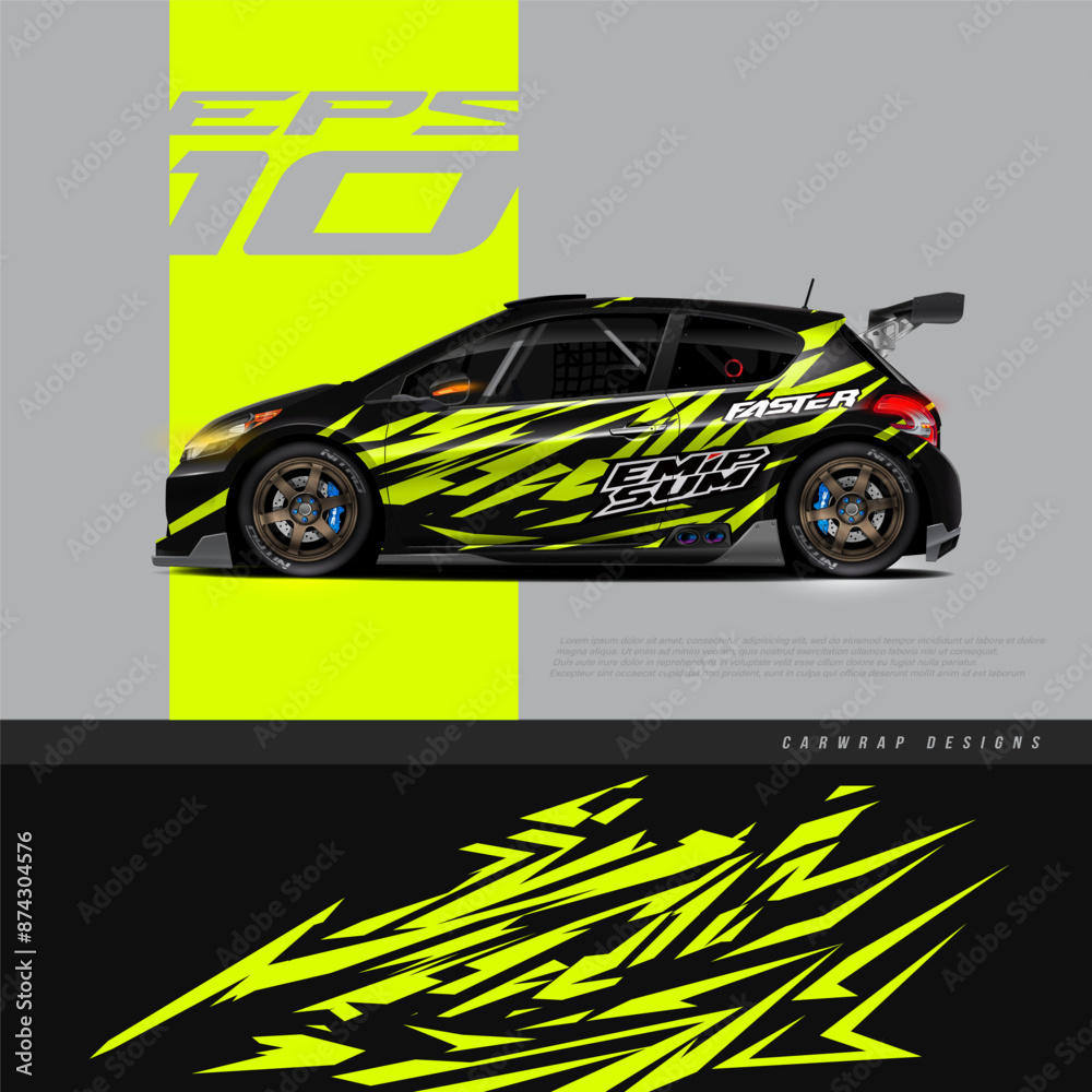 Car wrap decal graphic design. Abstract stripe racing background ...