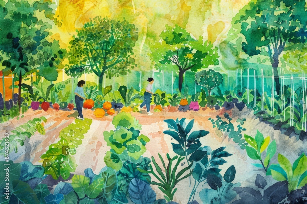 In a community garden, neighbors work together to cultivate diverse ...