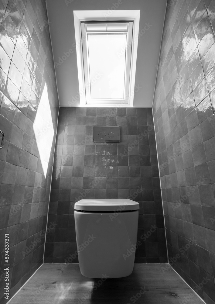 Small toilet in a loft conversion which makes clever use of eaves space ...