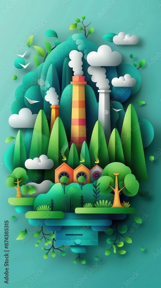 Ilustración de Stock Net zero by 2050, carbon neutral Net zero greenhouse gas emissions target ...