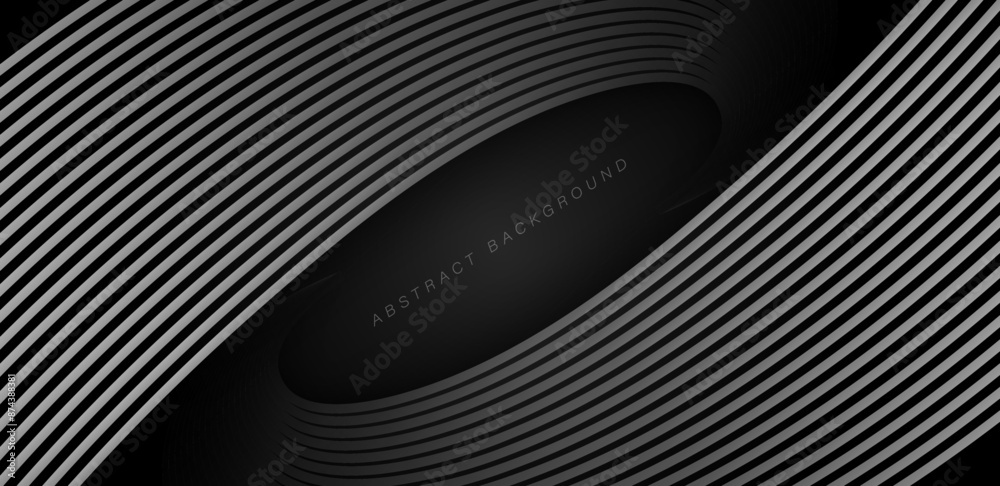 Black abstract background. Modern elegant curve lines pattern. Shiny ...