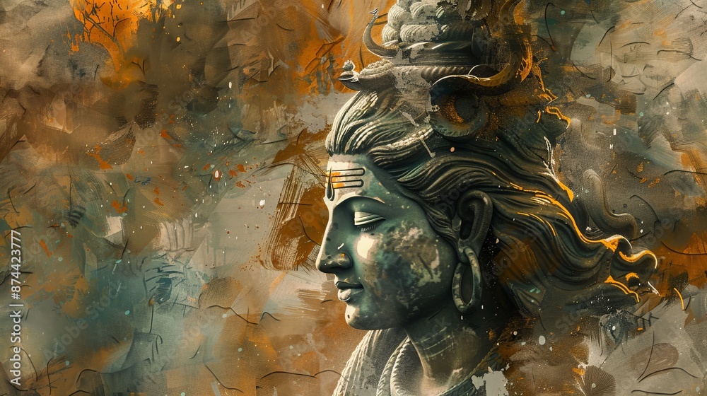 Stunning Lord Shiva statue painting artwork, crafted using advanced ...