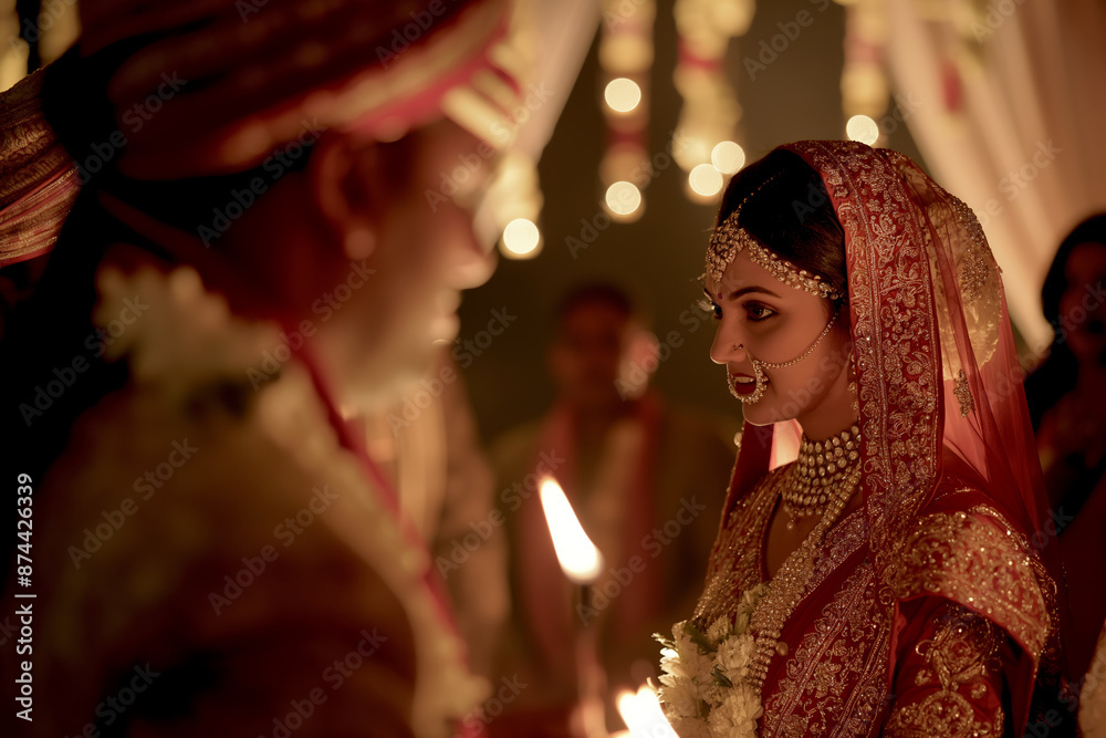Indian Wedding Ceremony Bride and Groom Traditional Attire Cultural Celebration Stock Photo ...