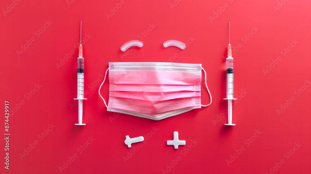 Vaccine vial dose flu shot drug needle syringe,medical concept ...