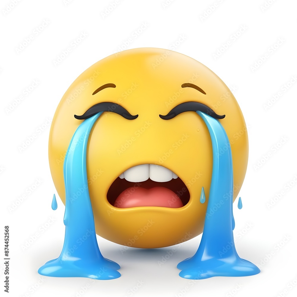 Sad crying smiley emoji Stock Illustration | Adobe Stock