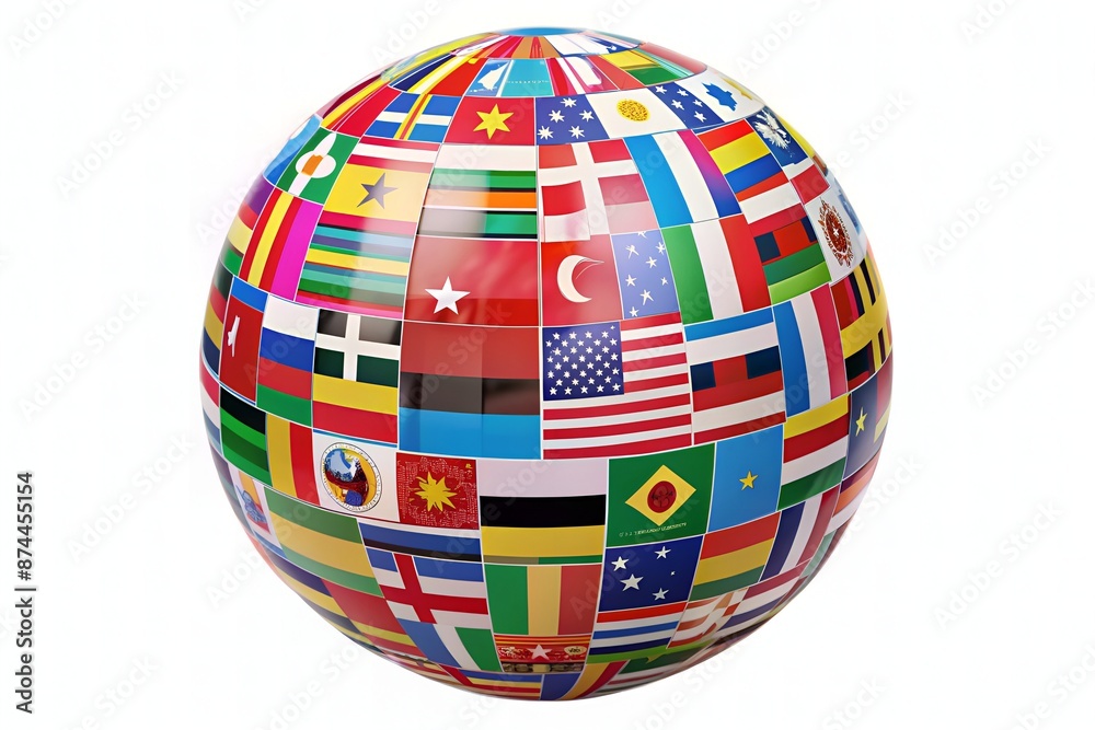 Ilustración de Stock Colorful world flags wrapping around a spinning ...