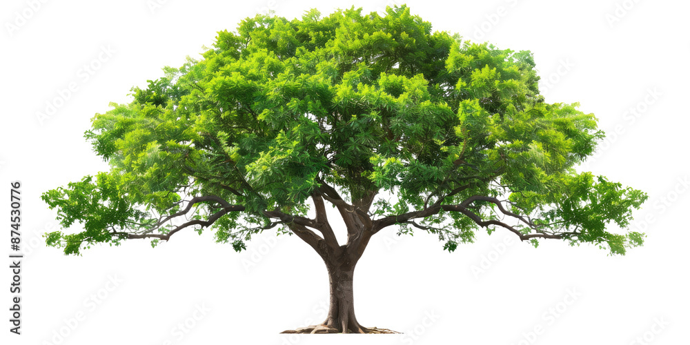 Green realistic huge tall wide tree cut out, isolated, transparent ...