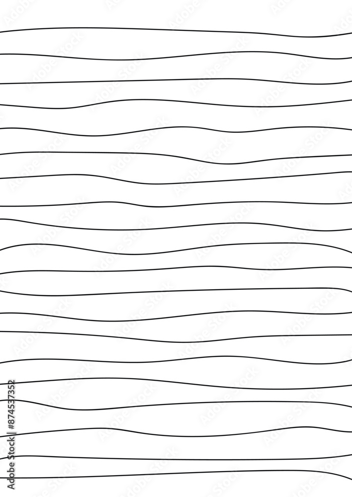 Vector illustration of notebook page with wavy black lines on white ...